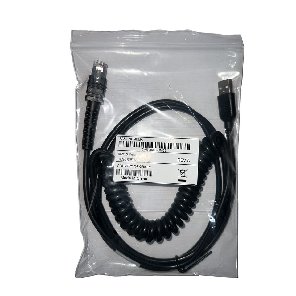 9.8FT 3M coiled USB Cable for Zebra LI3608 LI3678 DS3608 DS3678 Scanner ...