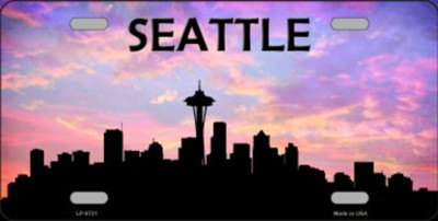 Seattle City Silhouette Skyline Metal Novelty License Plate Tag for Car ...