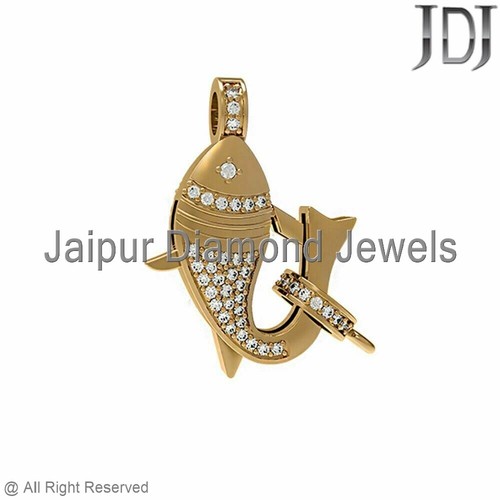 14k Yellow Gold Natural Pave Diamond Lobster Fish Lock Clasp Finding ...