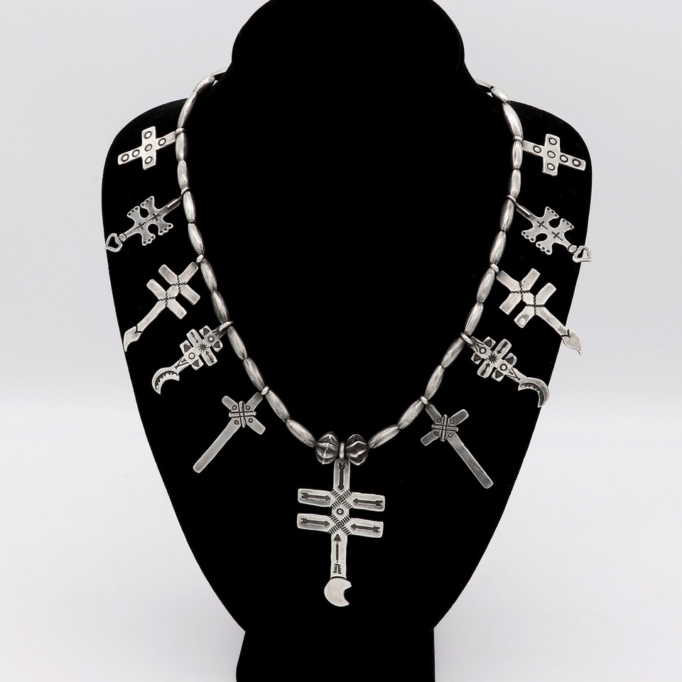 Vtg Native American Sterling Silver Isleta Cross Necklace 26 inch | eBay