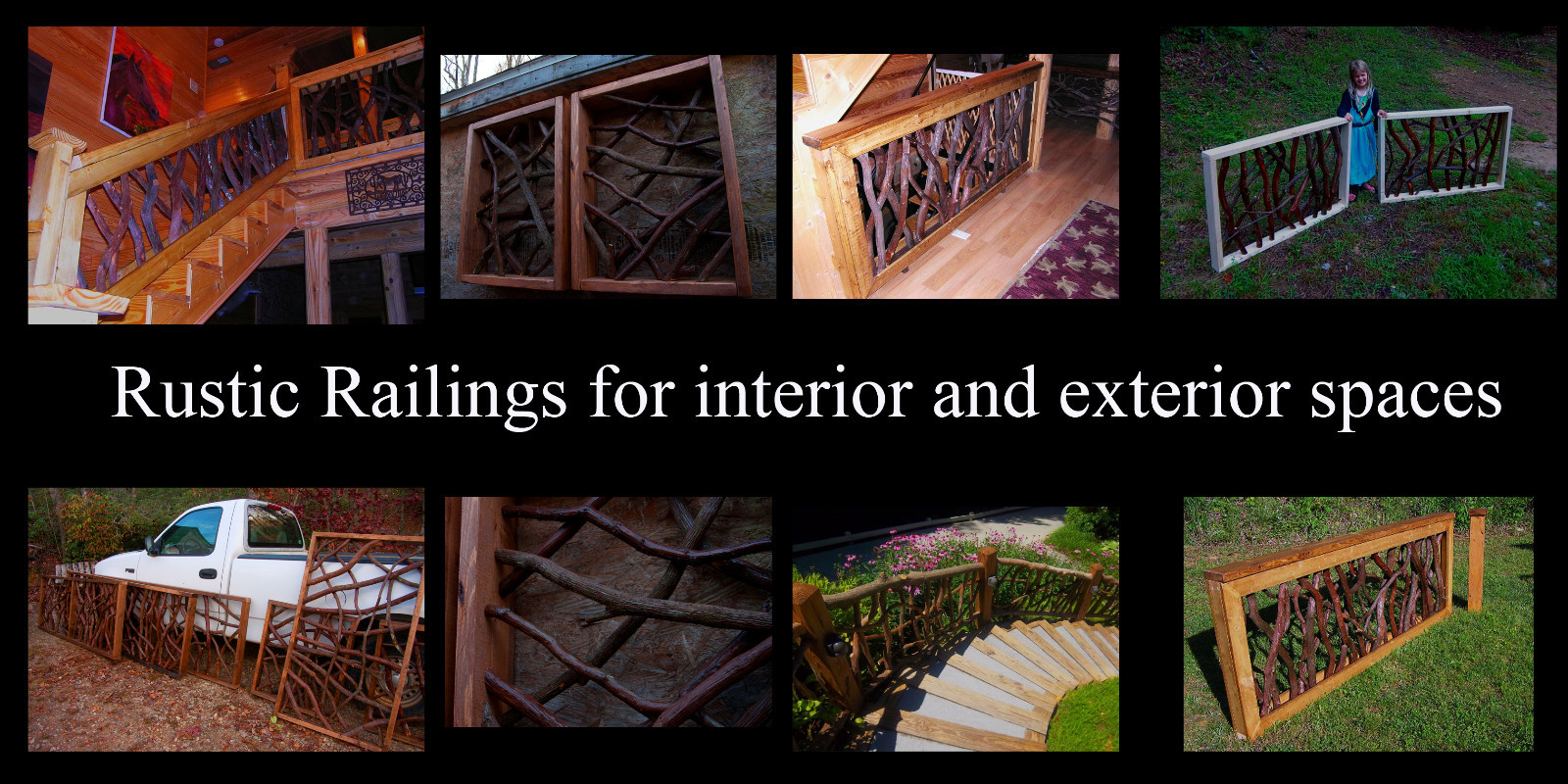 Rustic Railings Stair Porch Interior Exterior Primitive Log Cabin Art ...