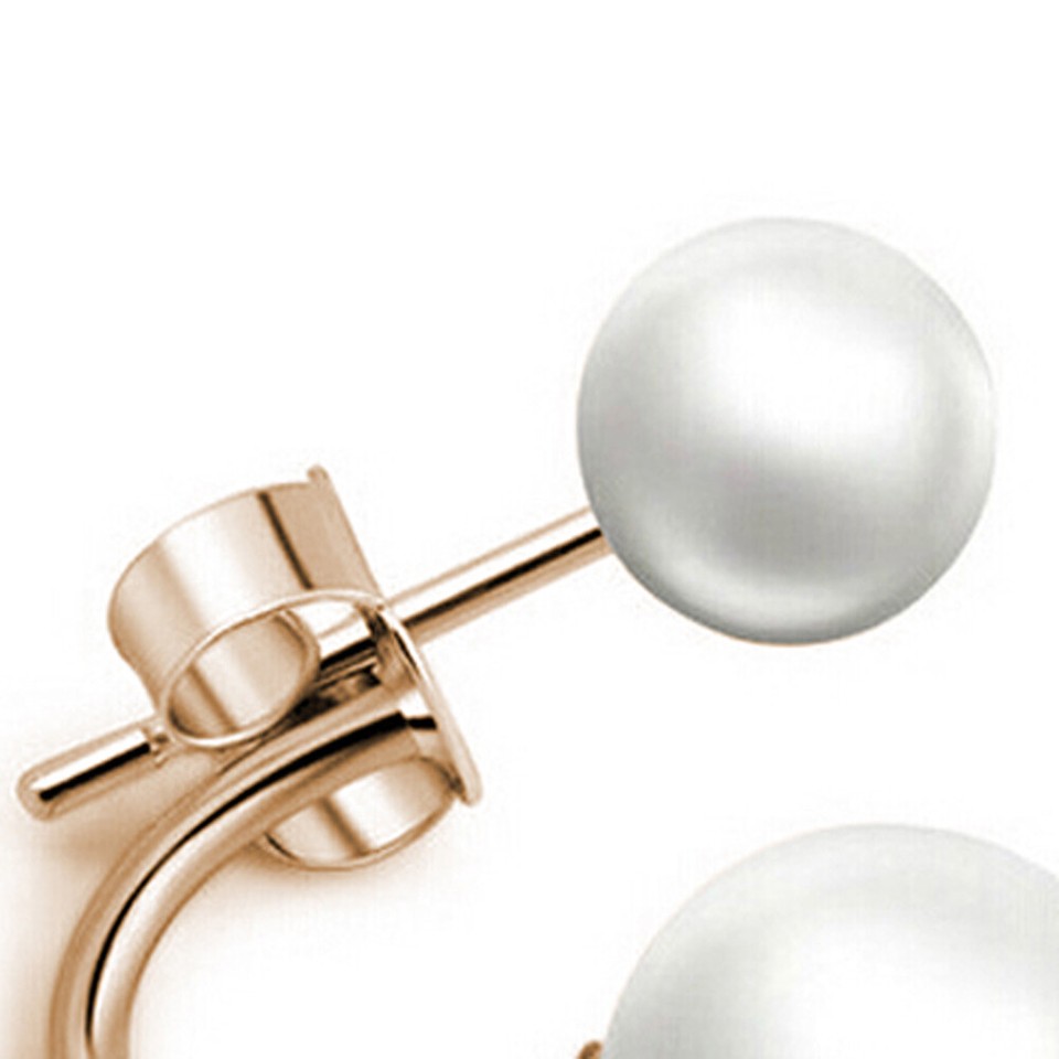 Double Side Earing Crystal Ball Stud Earrings Women's Simulated Pearl ...