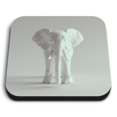 1x Square Fridge MDF Magnet White Elephant Animal #53559 | eBay UK