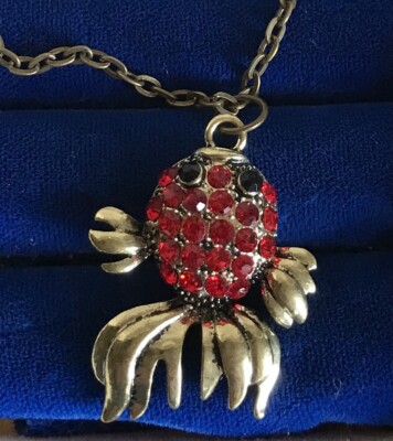 KOI Fish Pendant RED RHINESTONE 20" Chain | eBay
