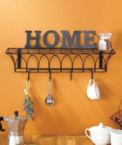 Vintage Wire Wall Shelf Home Kitchen Storage Bath Organizer Accent ...