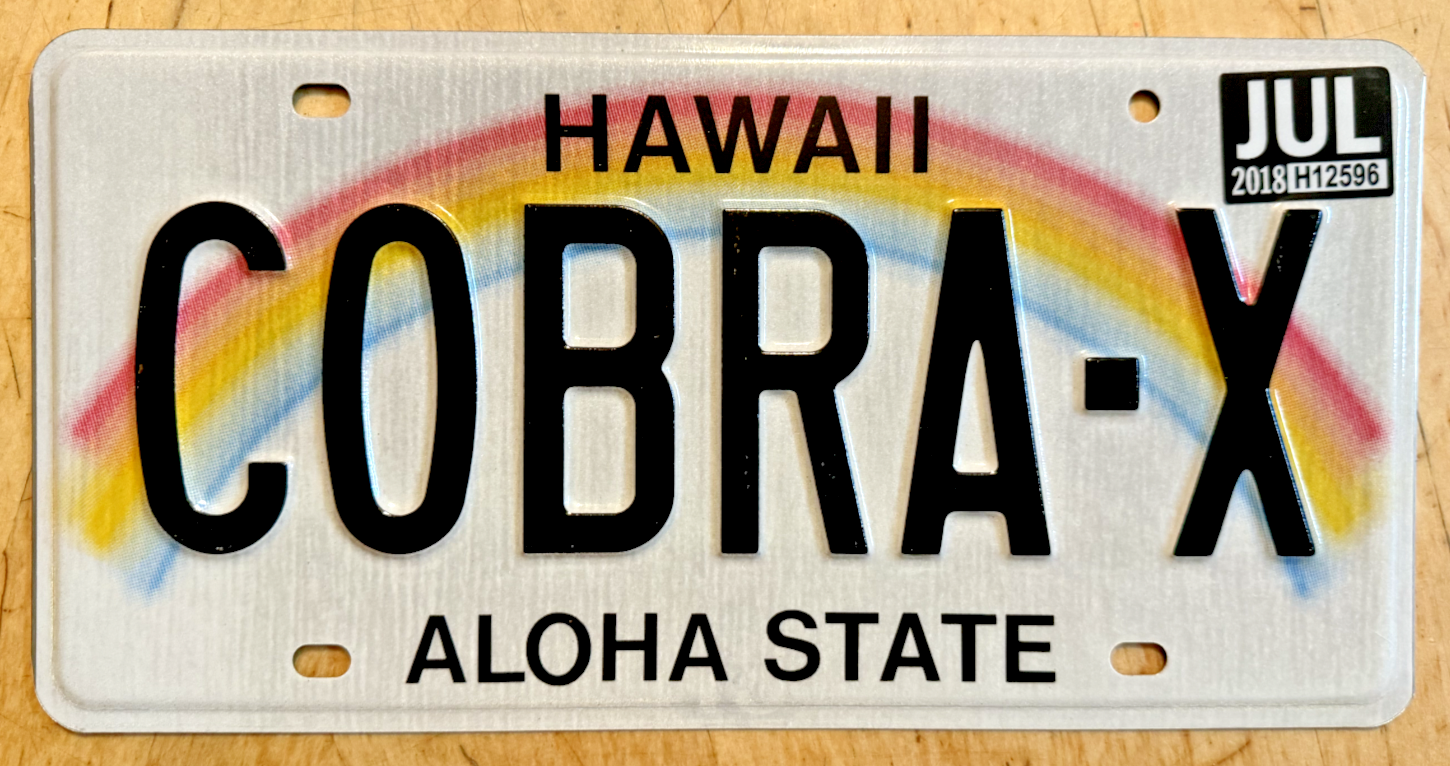 HAWAII GRAPHIC RAINBOW VANITY LICENSE PLATE " COBRA X " KING SNAKE | eBay