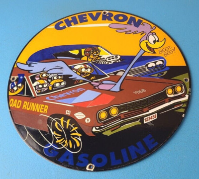 Vintage Chevron Gasoline Sign - Mopar Road Runner Racing Auto Gas ...