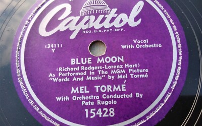 Mel Torme 78rpm Single 10-inch Capitol Records #15428 Blue Moon & Again ...