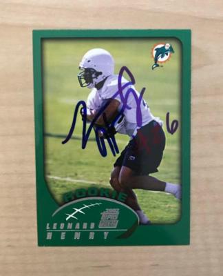 LEONARD HENRY MIAMI DOLPHINS SIGNED AUTOGRAPHED 2002 TOPPS CARD #358 W ...