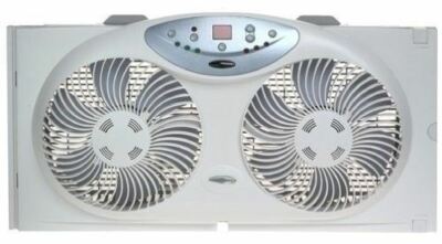 White Double Window Fan Twin Reversible Blades House Cooling Air ...