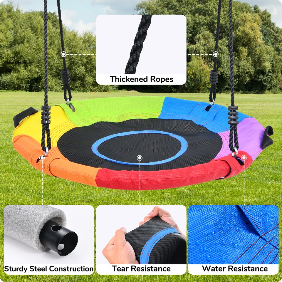 600lbs 4 IN 1 Backyard Metal Swing Set with Three Swing Heavy Duty A ...
