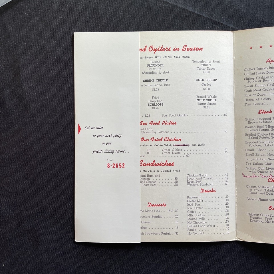 Vintage Menu Tarry Town Restaurant - Tarrytown New York c1950 | eBay