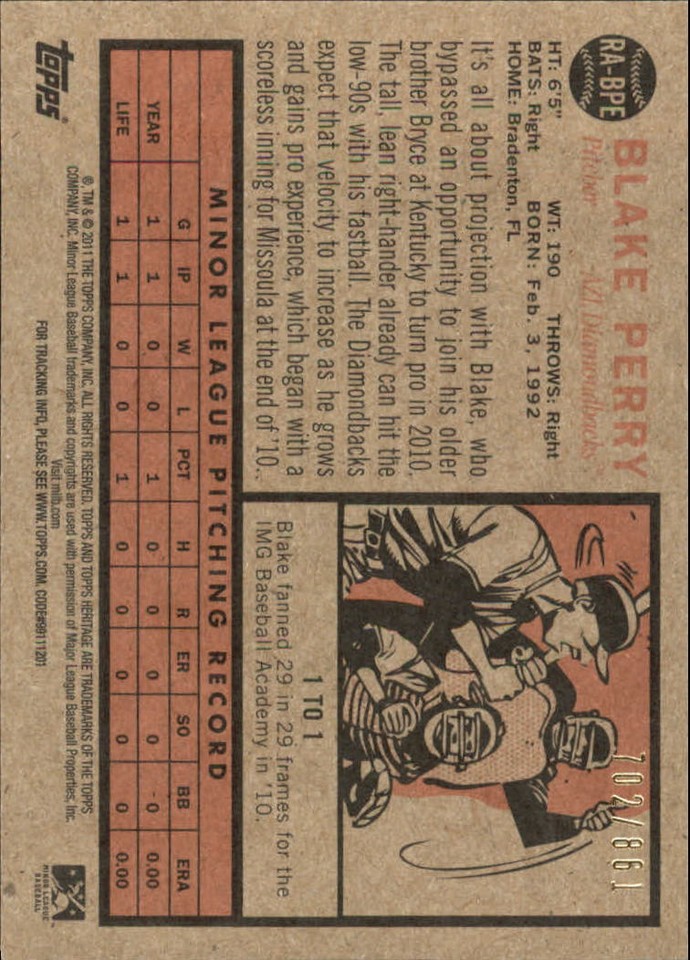 2011 Topps Heritage Minors Real One Autographs #BP Blake Perry /861 | eBay