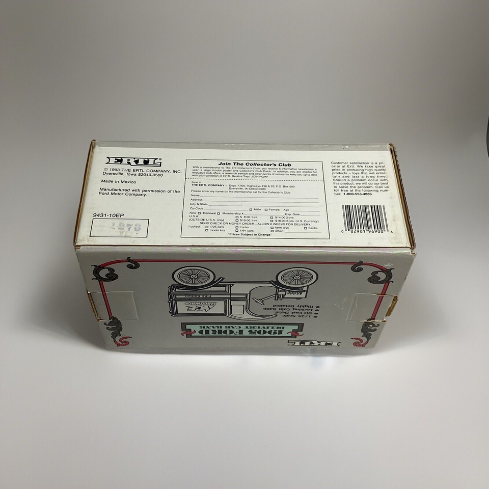 Vintage ERTL 1905 Ford Delivery Car Ace Hardware Coin Bank Die Cast NIB ...