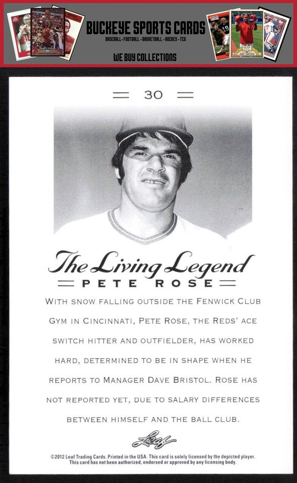 2012 Leaf Pete Rose The Living Legend Pete Rose #30 | eBay