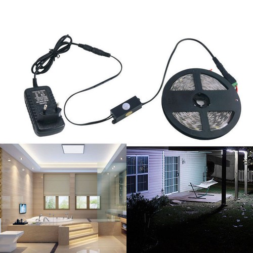 5M 5050 Led Strip +PIR Motion Body Sensor Detector Switch+12V 3A Power ...