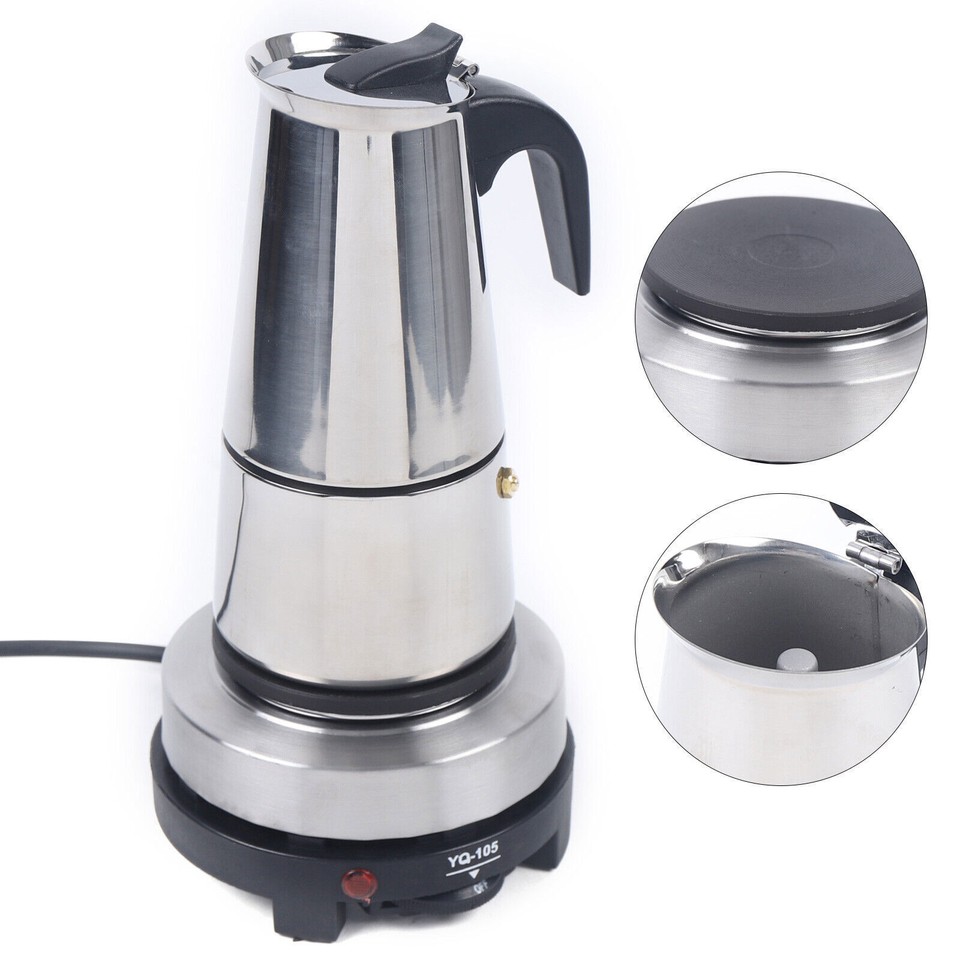 6 Cups Espresso Coffer Maker Stainless Steel Moka Coffee Pot W ...