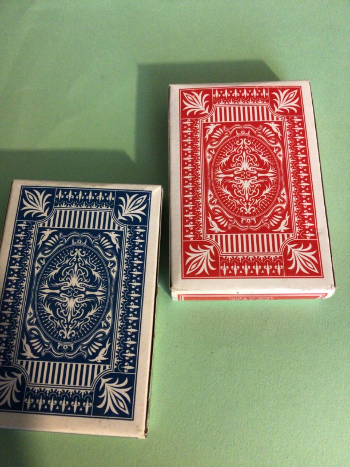 Two new complete decks, playing cards, red and blue poker Solitaire ...