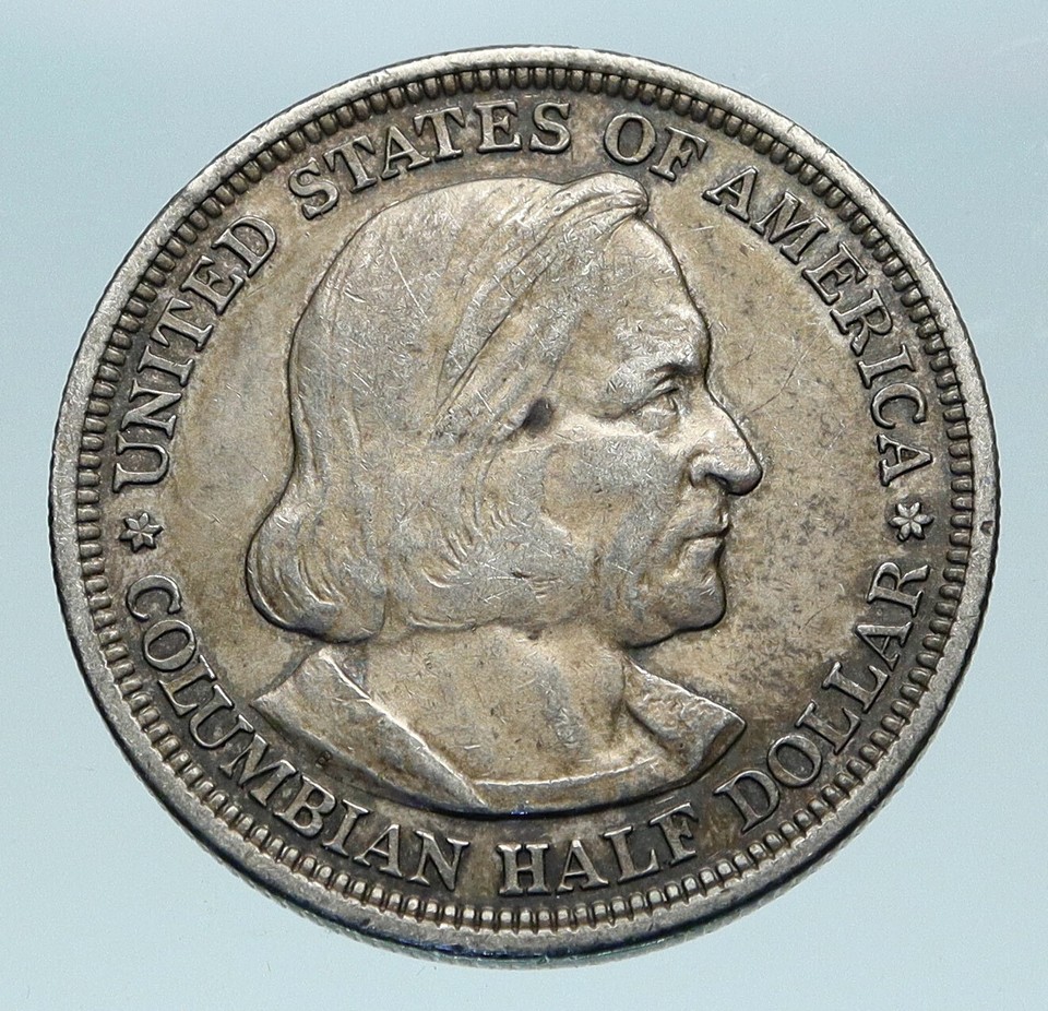 1893 USA COLUMBUS World's Fair SANTA MARIA SHIP Silver Half Dollar Coin ...