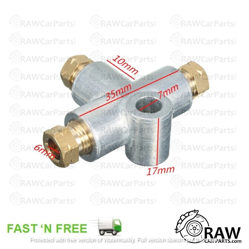 3 Way M10 Brake Line Pipe T Tee Piece with Compression Fittings /Hydro ...