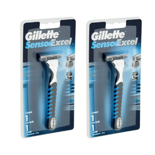 2x Gillette Sensor Excel Razor Handle + 4 Cartridge-HOLDS WOMENS AND ...