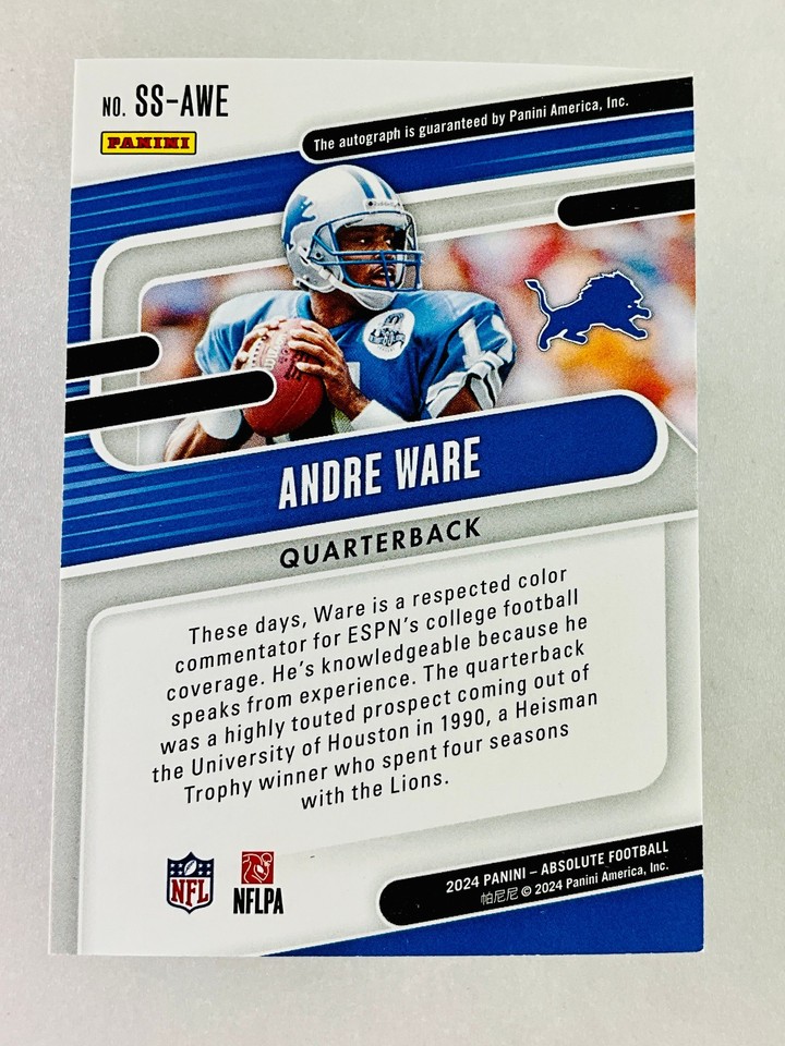 2024 Panini Absolute - Signature Standouts Andre Ware #SS-AWE /199 (AU ...