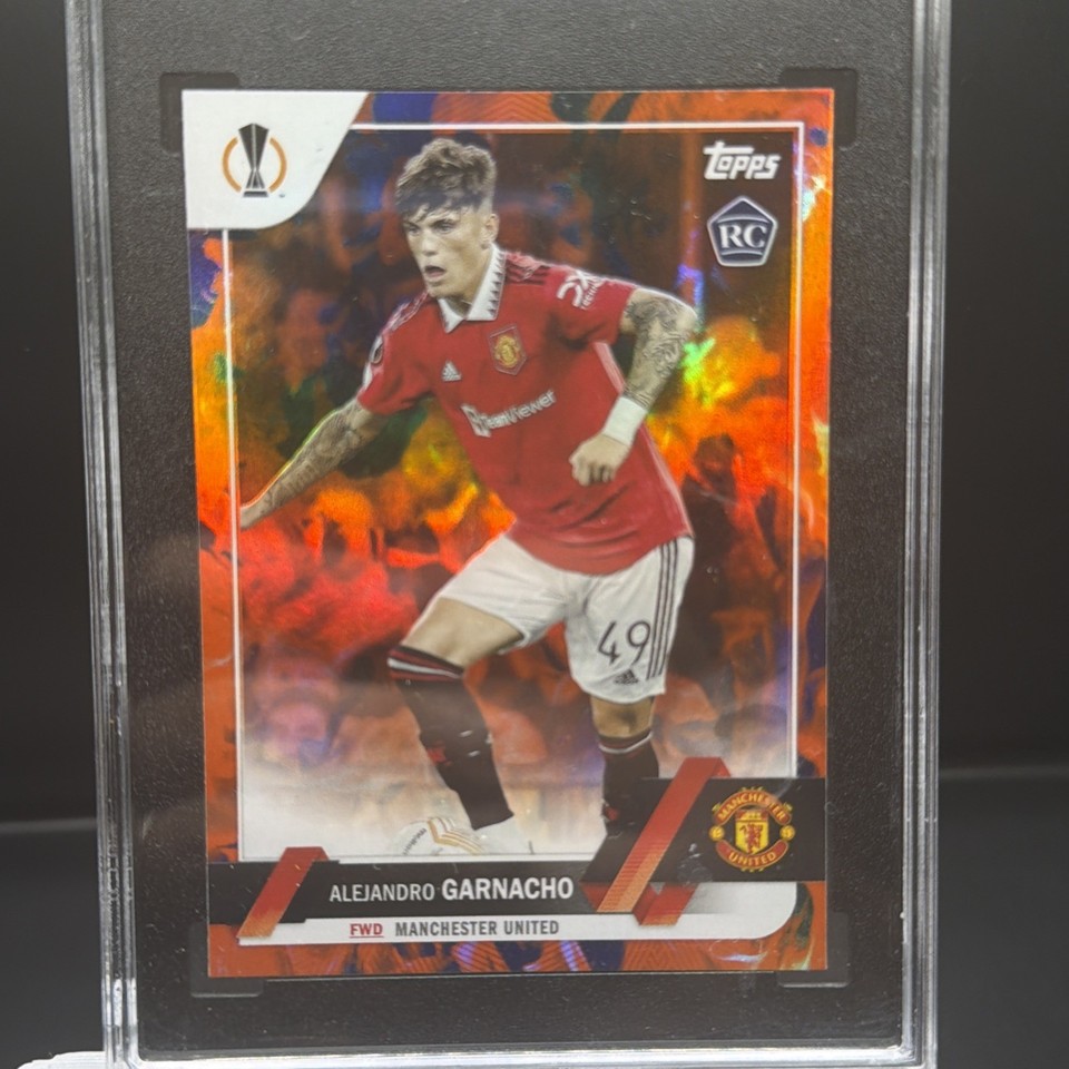 ALEJANDRO GARNACHO 2022-23 TOPPS UEFA UCC #50 ORANGE INFERNO FOIL RC SP ...