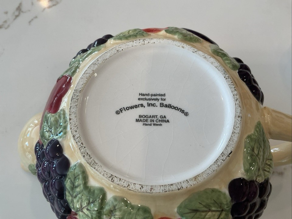 Flowers Inc. Balloons Hand Painted Tea Pot/Fruits, Apples,Cherries ...