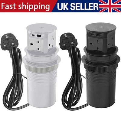 4 Outlets Pop up Socket for Kitchen Worktops Hidden Recessed Power ...