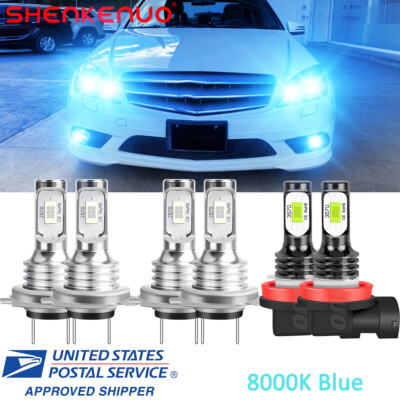 For Mercedes Benz C300 C350 2008-2010 LED Headlights+Fog Light Blue ...