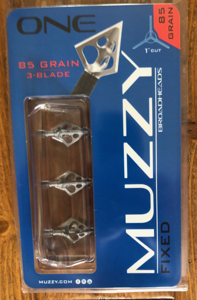 Muzzy - ONE 3 Blade 85 g Broadhead, 1 " Cut ( 5 Packs ) - AUTHORIZED ...
