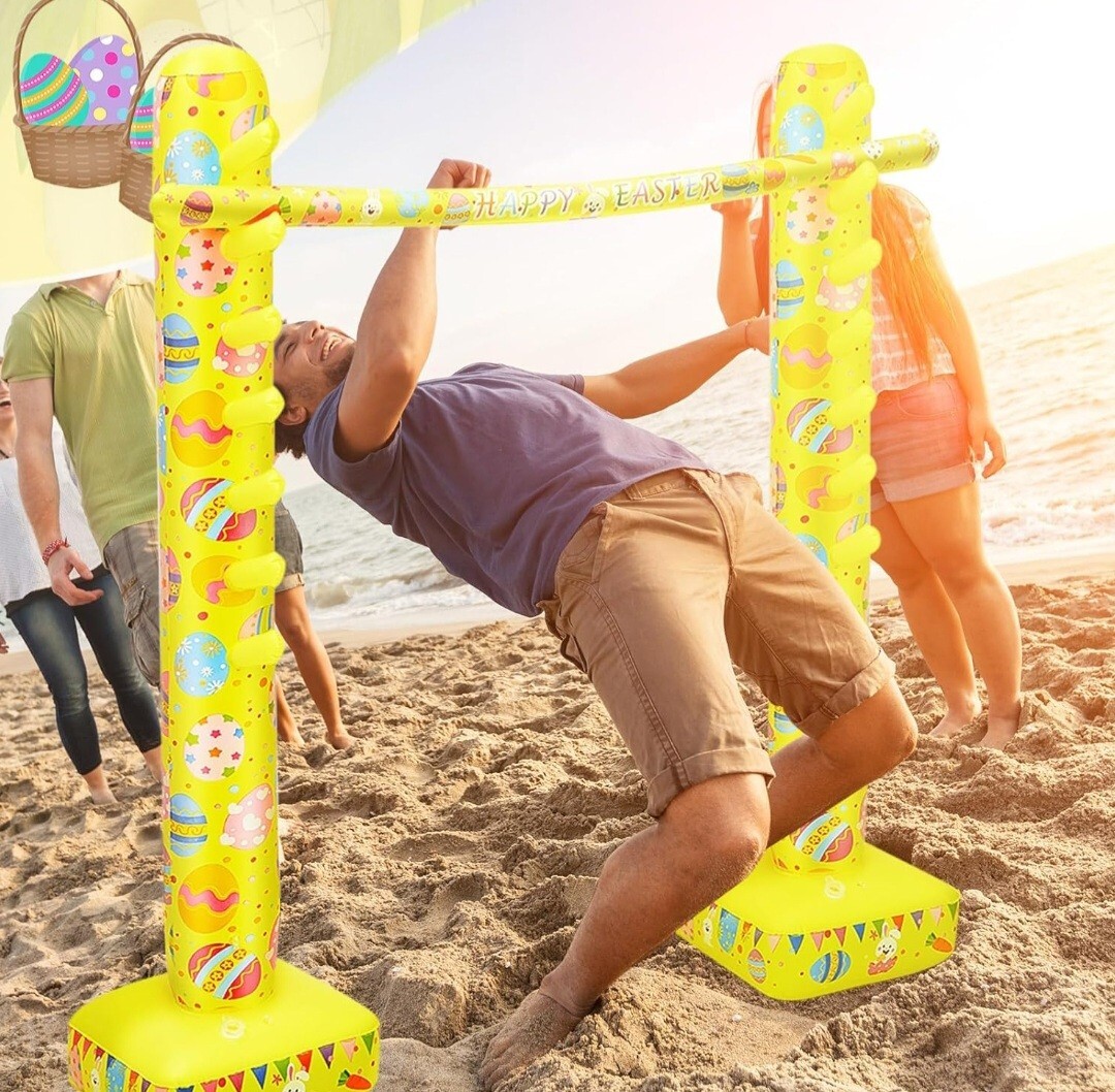 2 Sets Easter Inflatable Limbo Game Outdoor Easter Games Easter Egg ...