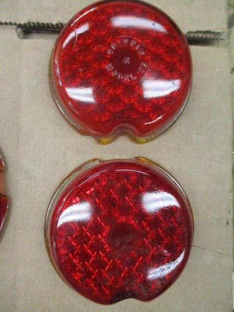 Vintage STIMSONITE K-D GRIFFIN Ruby Red Glass TAIL STOP Light Lenses ...