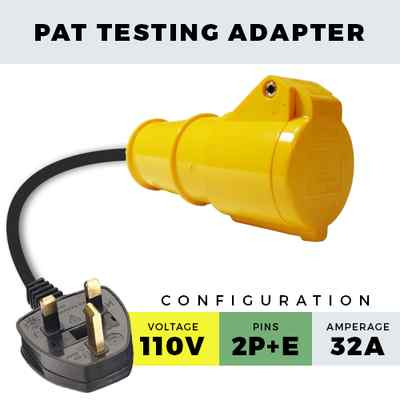 110V 32A YELLOW PAT TESTING ADAPTER 13A PLUG TO 32A SOCKET 110V ...