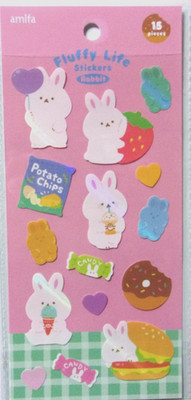 amifa Fluffy Life Rabbit Sticker Sheet Japan Strawberry Snack Ice Cream ...