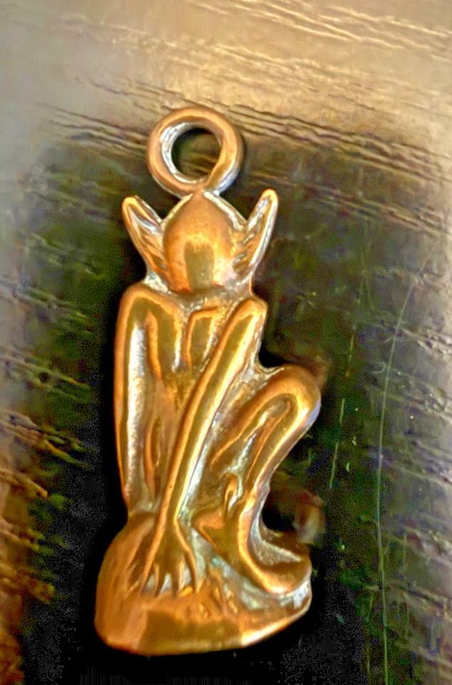 Vintage Lucky PIXIE Charm BRASS WIDECOMBE Pisky Piskie Pixy Pendant ...