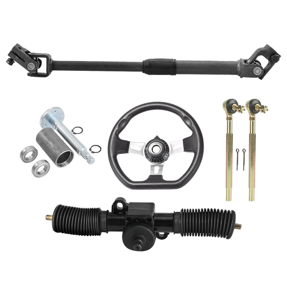 For ATV Go Kart Quad Steering Wheel Tie Rod Rack Adjustable Shaft Kit ...