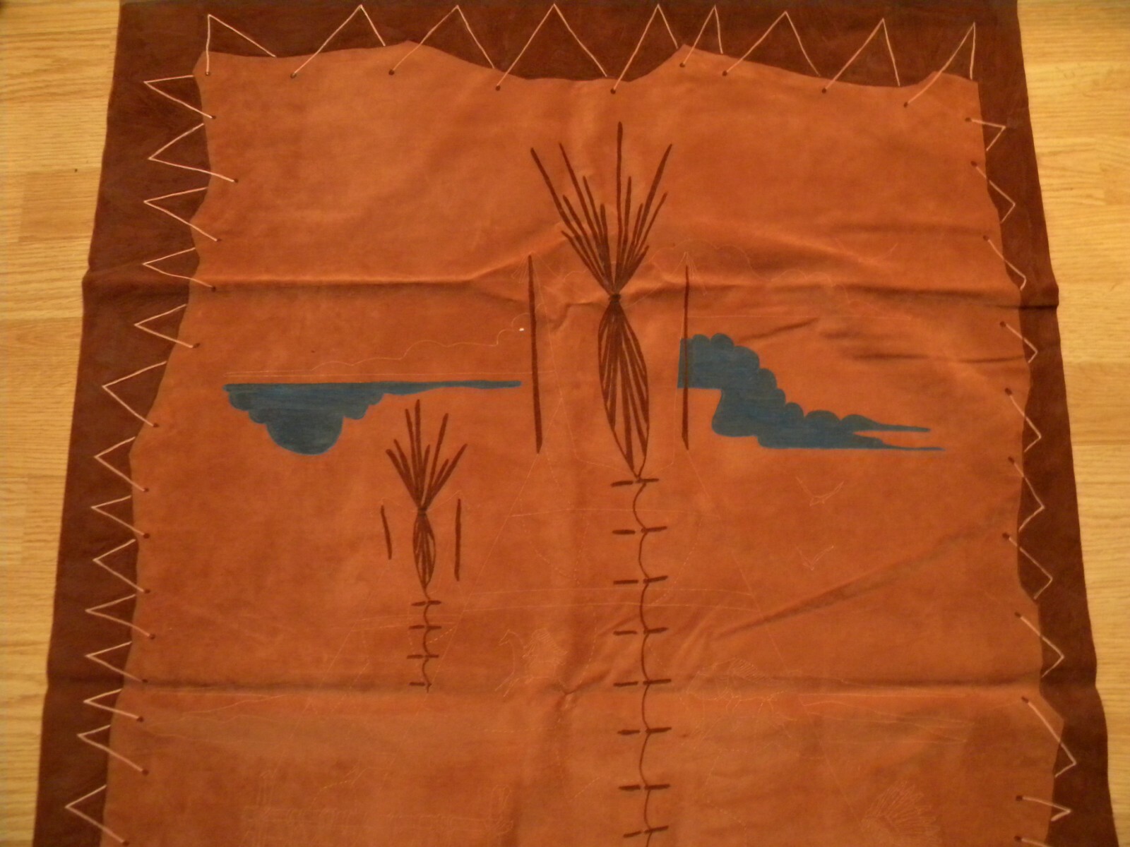 Vintage Tri-Chem Liquid Embroidery-Velvet-Native TP Scene 30"w x 46"t ...