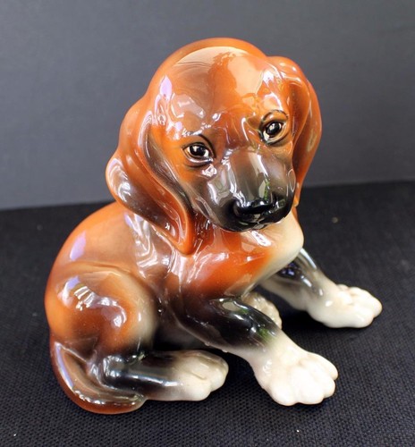 Vintag 1920s WIEN KERAMOS Austria Brown DACHSHUND SITTING PUPPY DOG 6"h ...