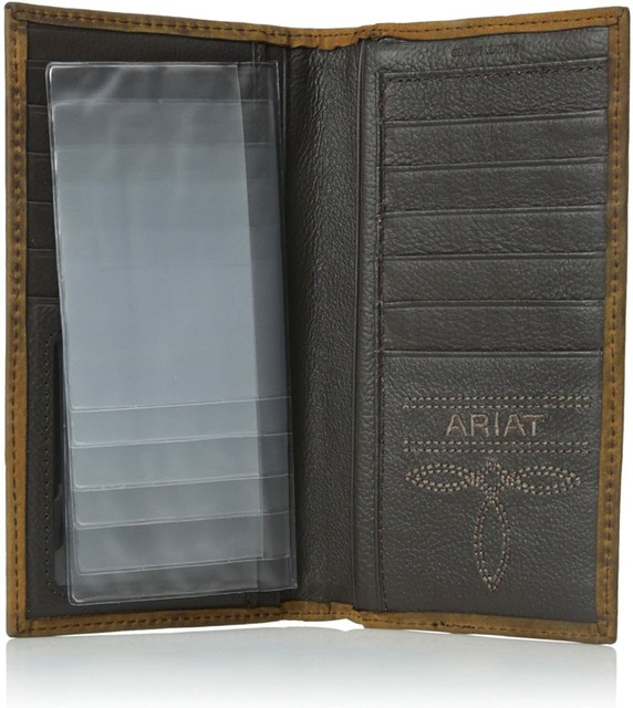 Ariat Western Wallet Mens Rodeo Checkbook Logo Leather A35126 Medium ...