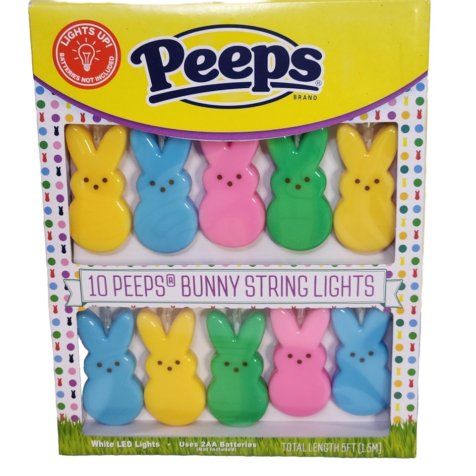 Peeps Bunny LED Easter String Lights Decor Bunnies - 10 Ct, Batt ...