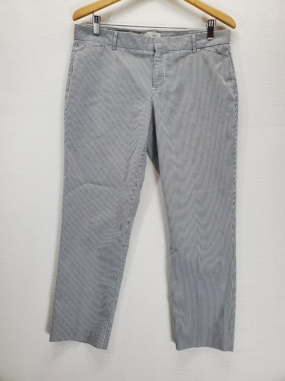 Gap Womens Slim Cropped Pants sz 10 Stretch Blue/White Banker Stripes ...