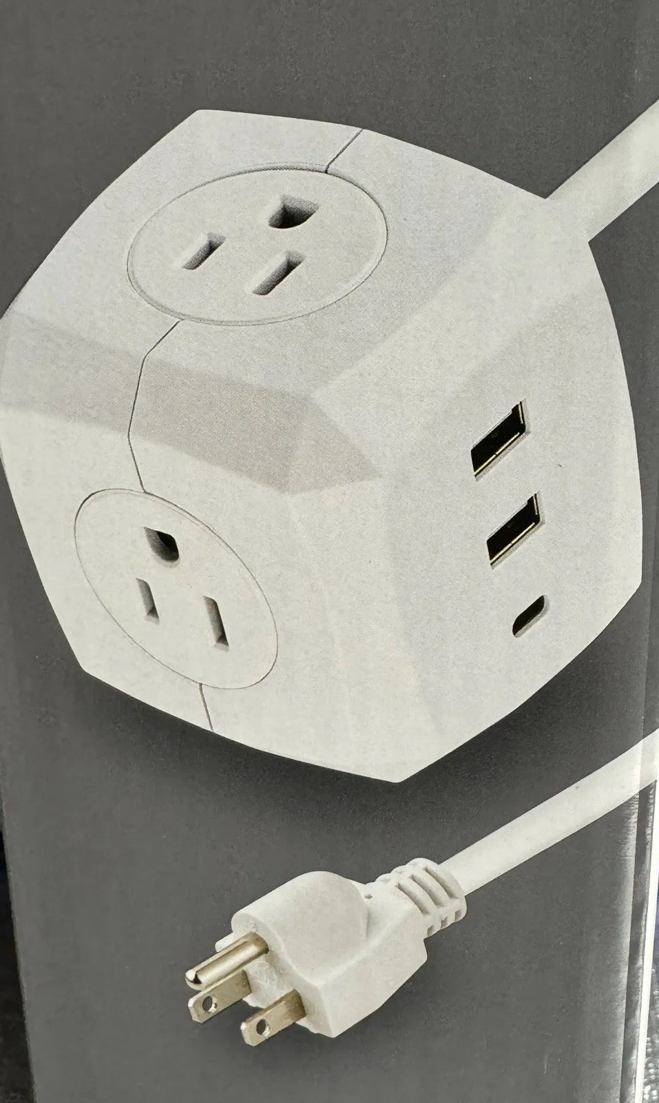 Power Cube With USB Ports 5 ft Power Extension Cord 3 AC Outlets, USB-A ...