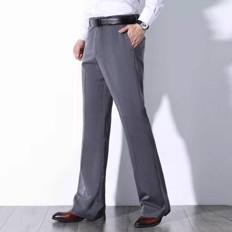 Men Business Bell Bottom Formal Flared Pants Stretchy Slim Bootcut ...