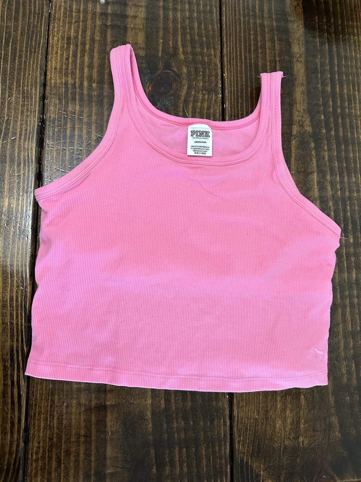 PINK Women's pink heart crop tank top L | eBay