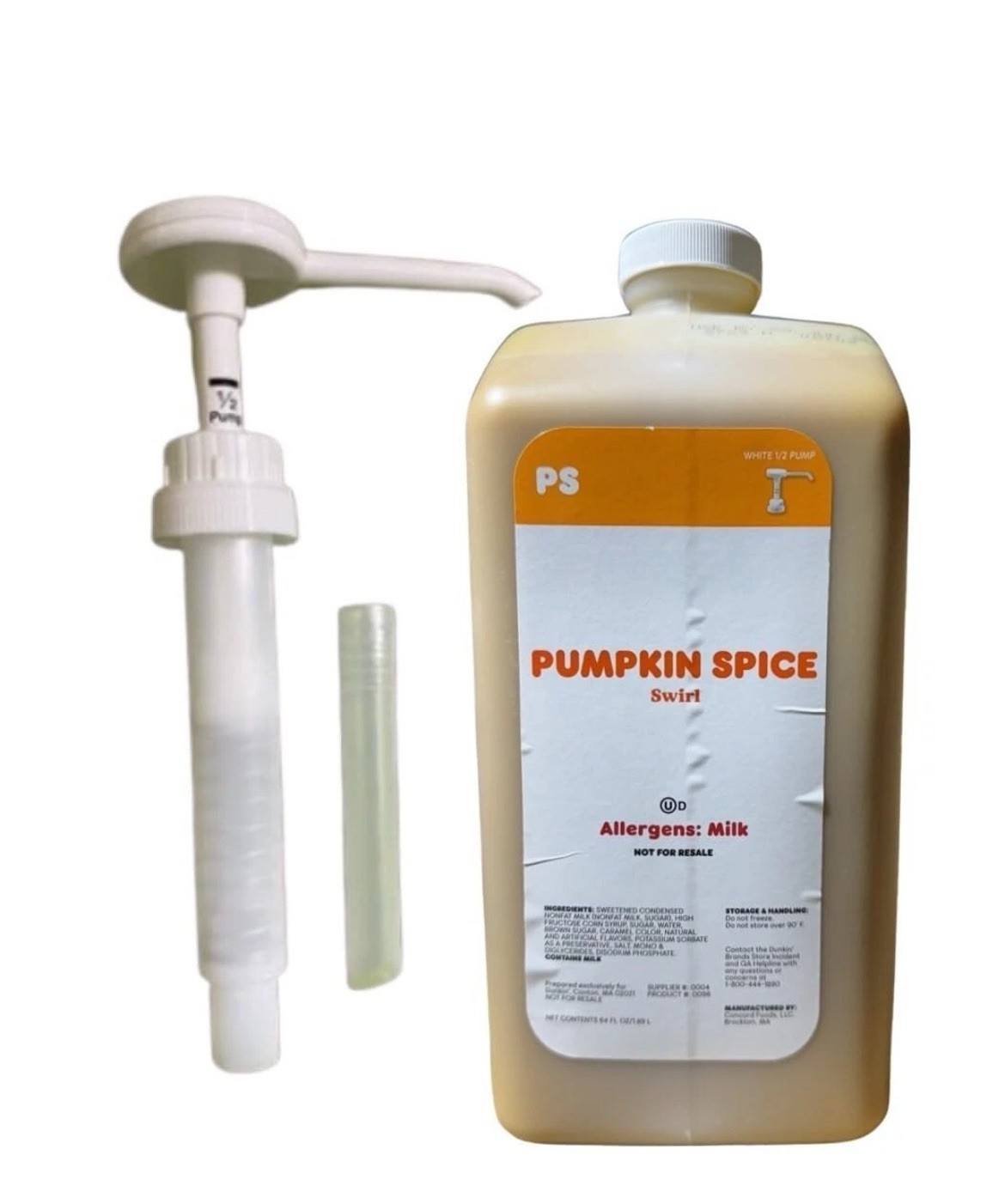Dunkin Donuts Pumpkin Spice Swirl 64oz Jug Sealed with Pump | eBay