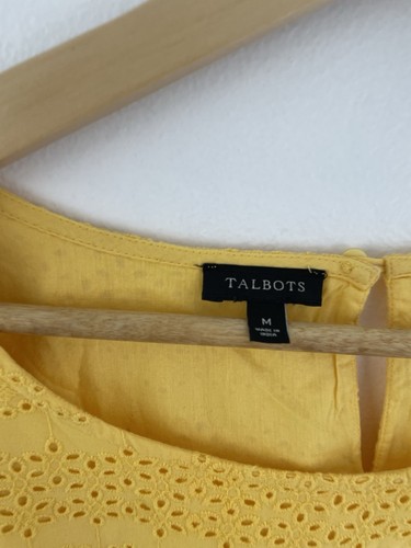 Talbots M Yellow Eyelet 3/4 Sleeve Blouse Top Women’s Medium | eBay