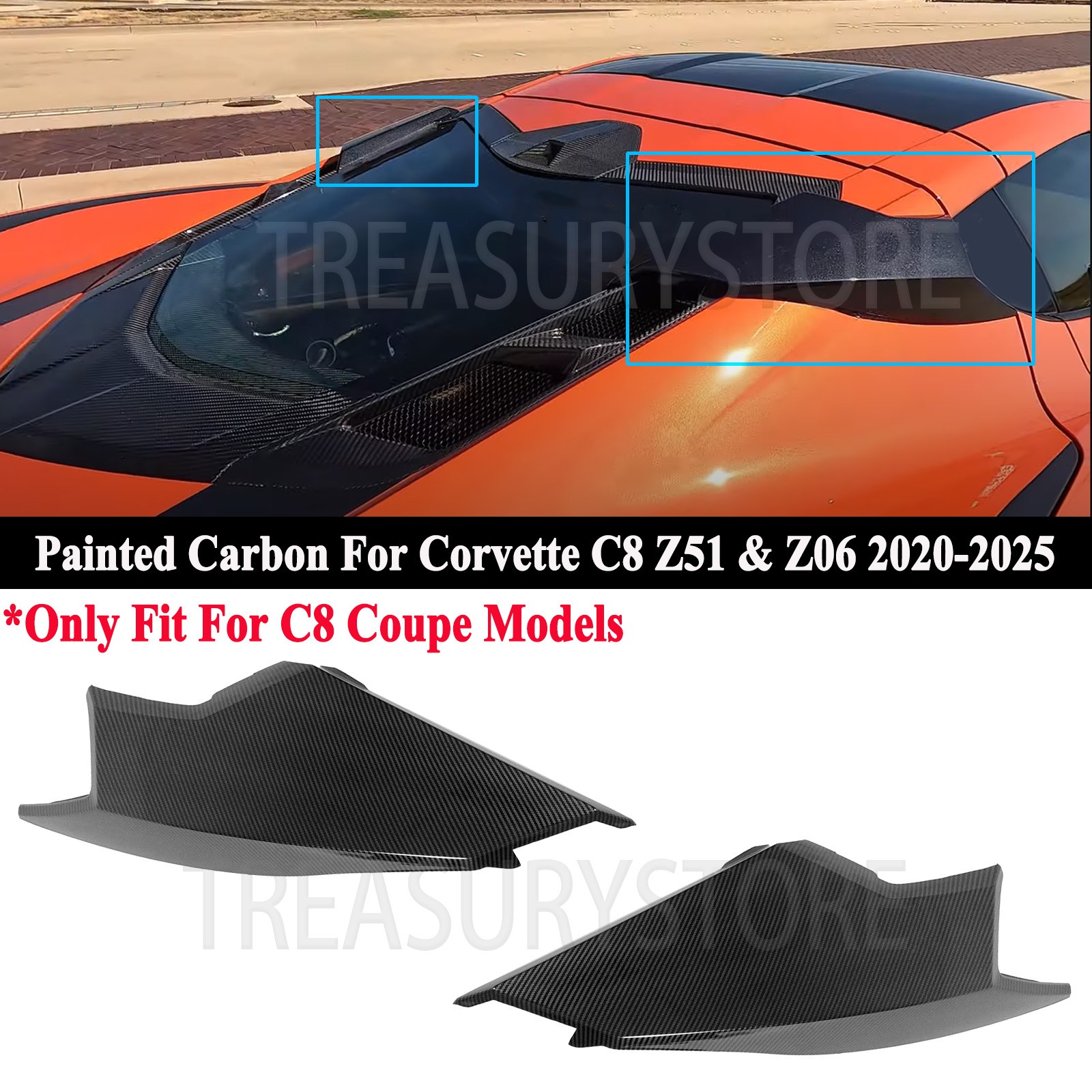 For Corvette C8 Z51 Z06 2020-2025 Painted Carbon Rear Upper Intake ...