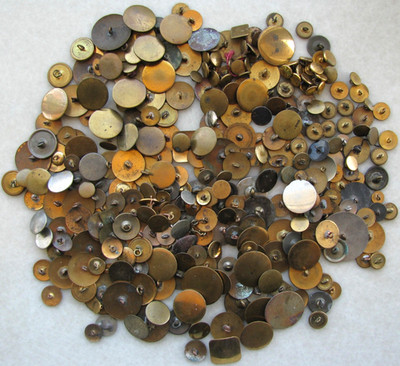 Antique to Vintage Metal Buttons Lot Flat Plain Disc Round Brass ...