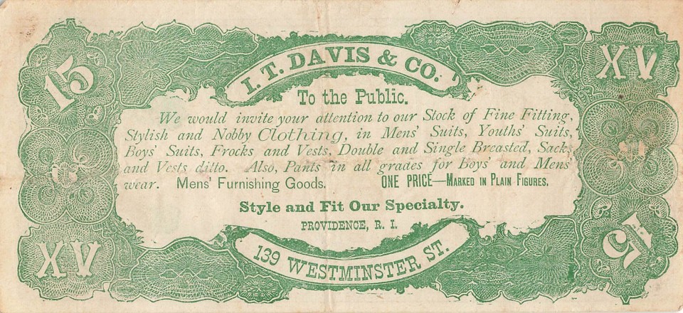 United States I.T.Davis & Co Fine Clothing Leaflet 15 Dollars | eBay